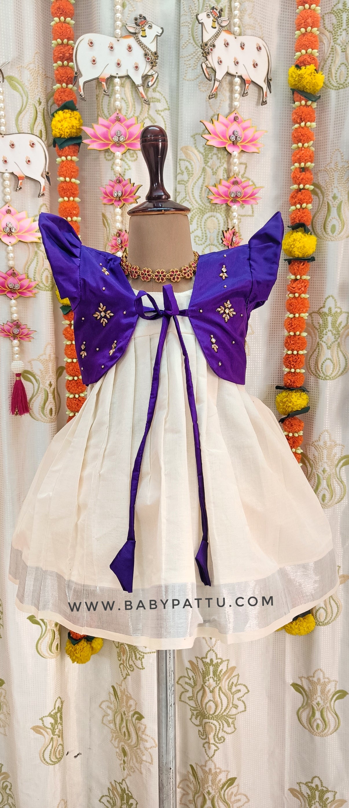 🌾🌾Purple & White Kerala Coat Modal Frock || Vishu Collection || 2024 ...
